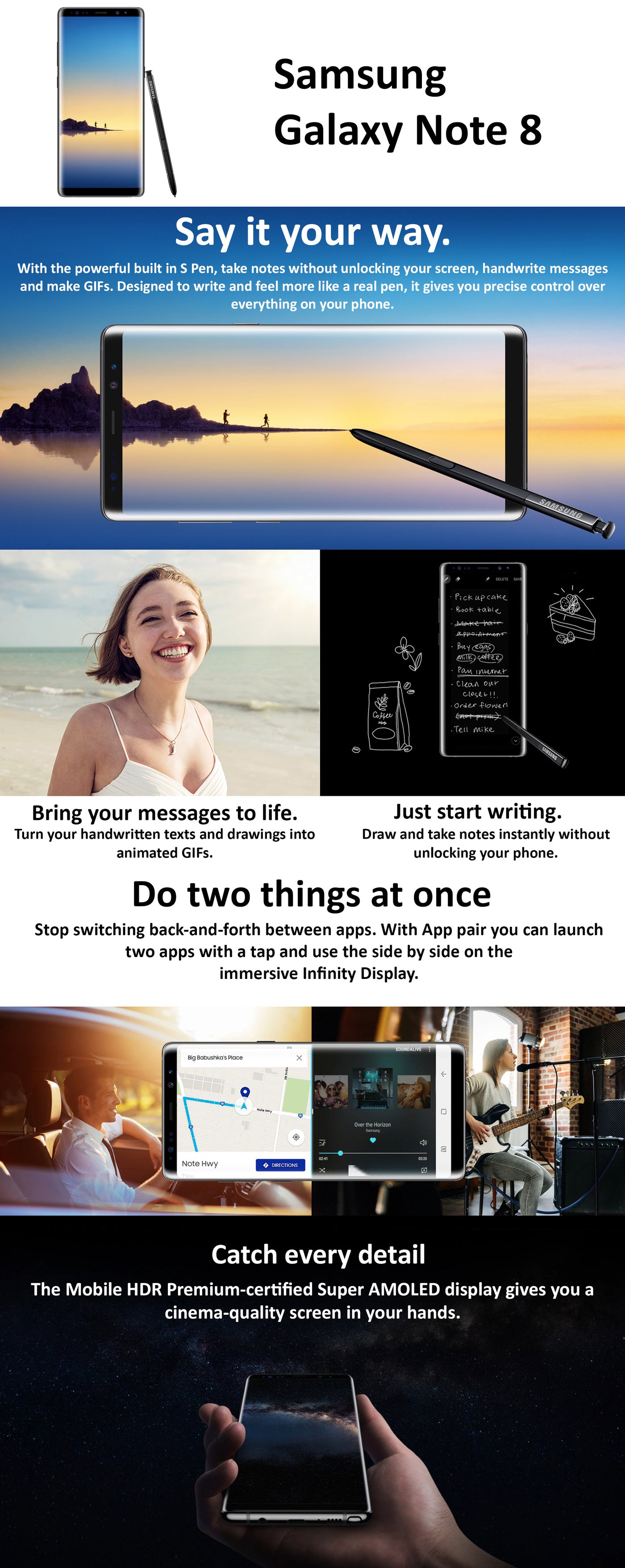 Samsung Galaxy Note8 Midnight Black 64GB 6GB RAM 4G LTE UAE | Dubai, Abu Dhabi