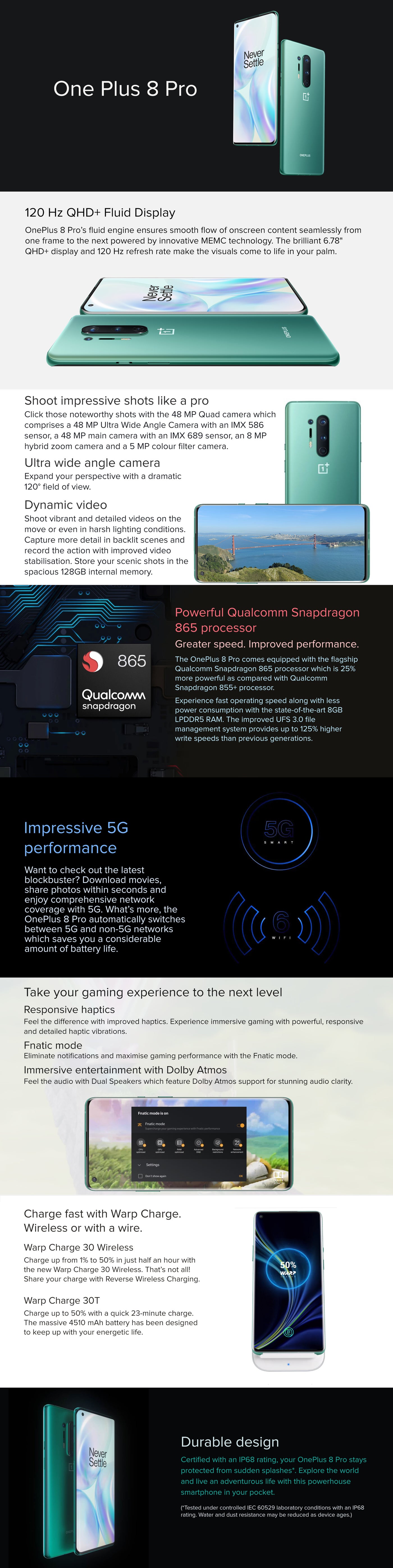OnePlus 8 Pro Dual Sim Glacier Green 8GB RAM 128GB 5G UAE | Dubai, Abu ...