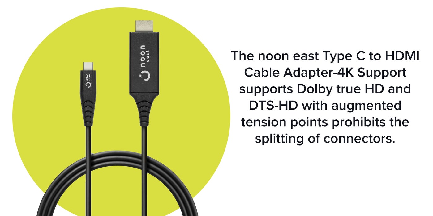 Noon East Type C To HDMI Cable Adapter, 4K + 3D Support With Anti-Bend ...