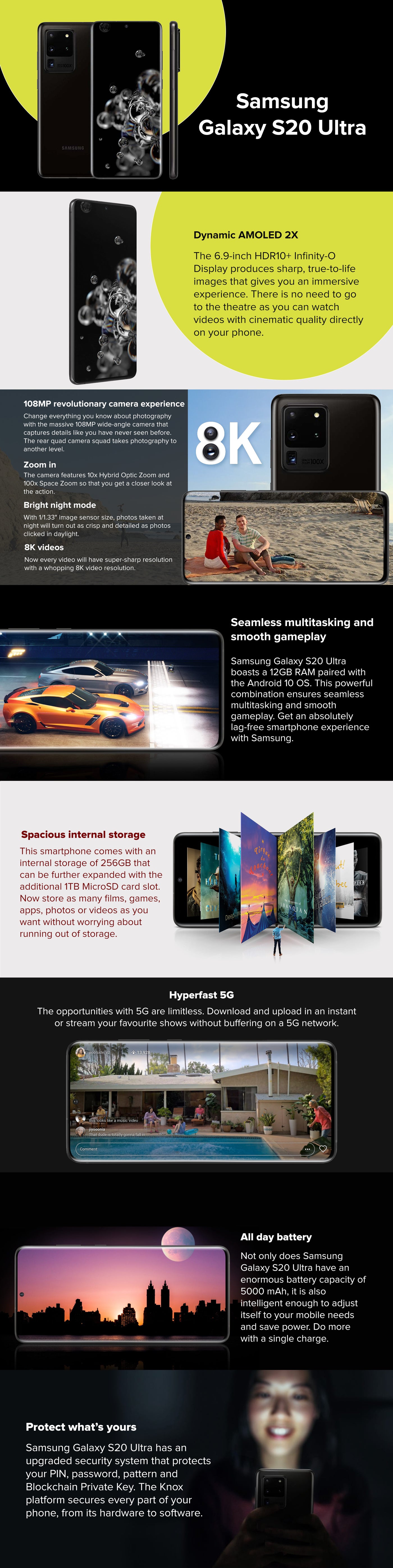 Samsung Galaxy S20 Ultra Dual SIM Cosmic Black 12GB RAM 256GB 5G ...