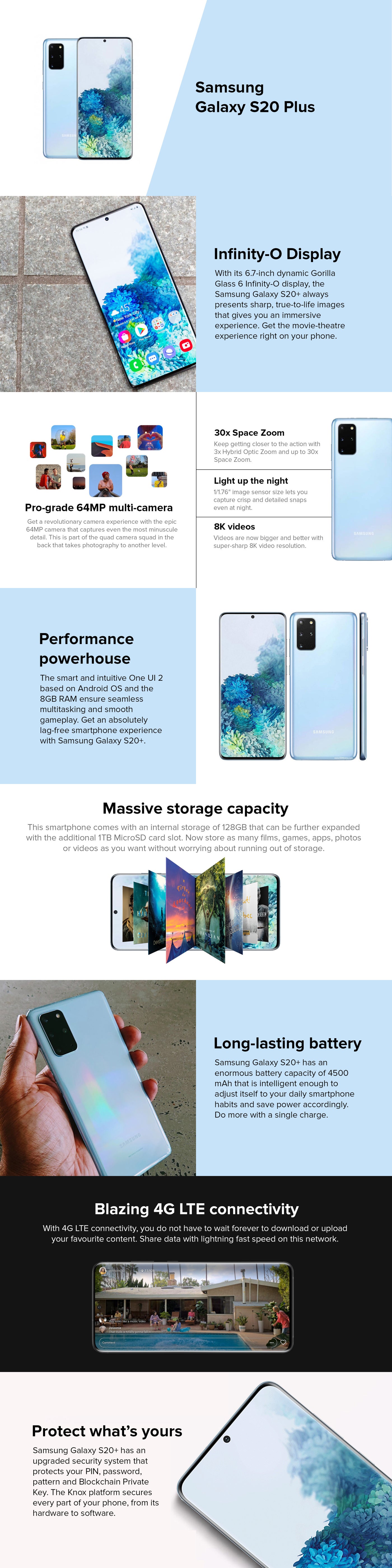 Samsung Galaxy S20 Plus Dual SIM Cloud Blue 8GB RAM 128GB 4G LTE ...