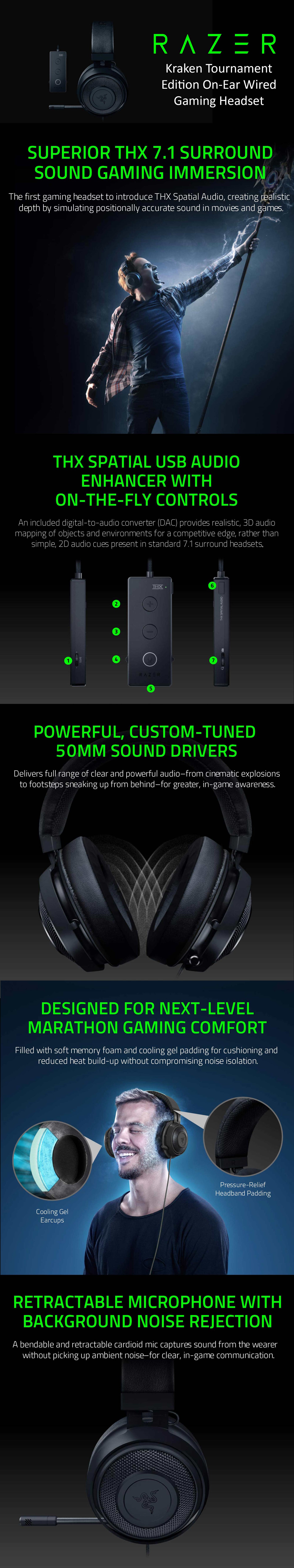 RAZER Razer Kraken Tournament Edition: THX Spatial Audio - Full Audio Control - Cooling Gel ...