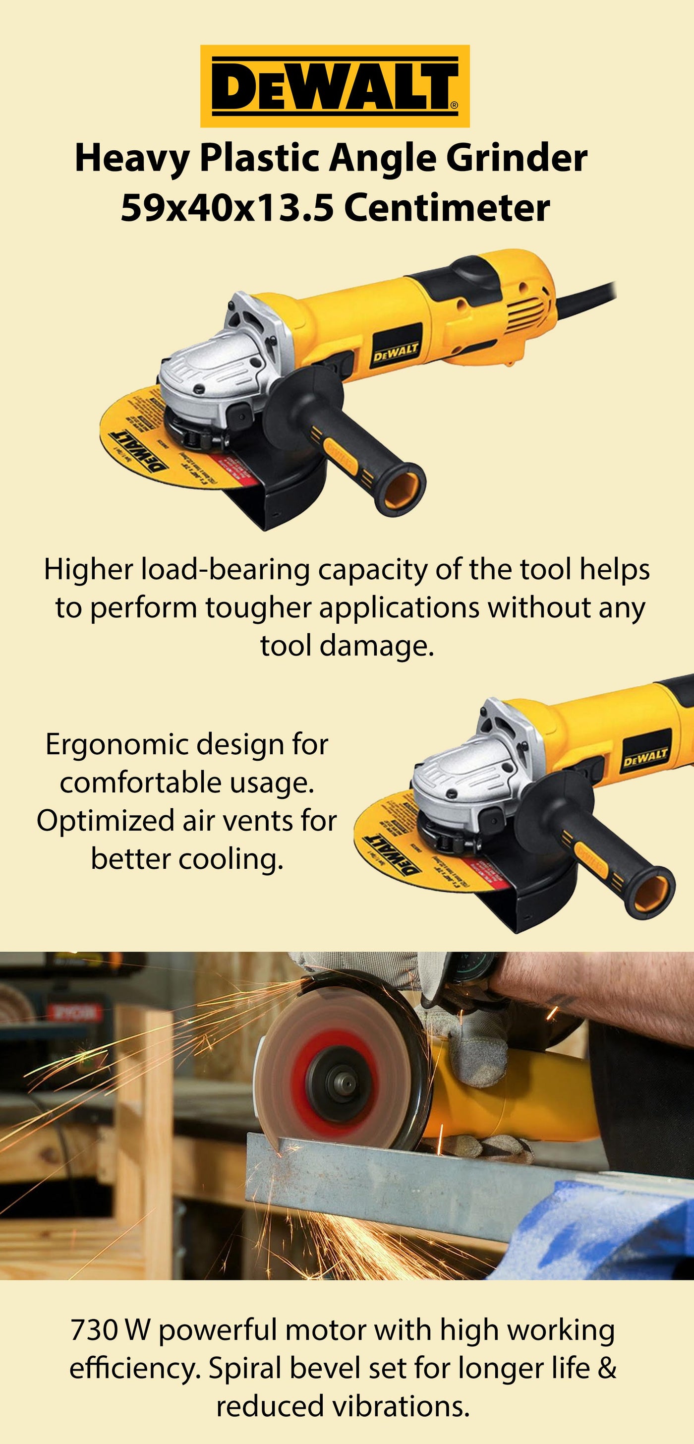 DEWALT Metal Angle Grinder Black/Yellow UAE | Dubai, Abu Dhabi