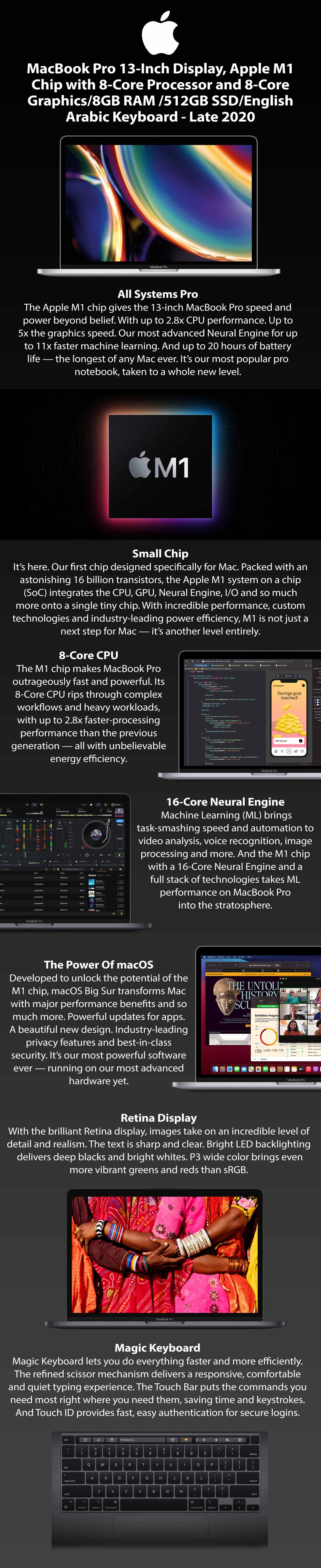Apple MacBook Pro 13-Inch Display, M1 Chip with 8-Core Processor and 8 ...