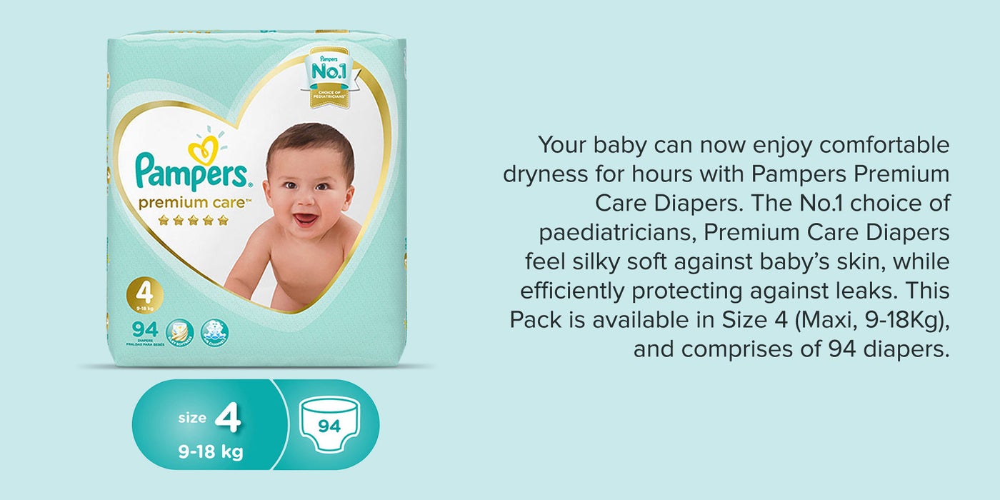 Pampers Premium Care Diapers Size 4, Maxi, 9-18 Kg (94 Diapers) Egypt ...
