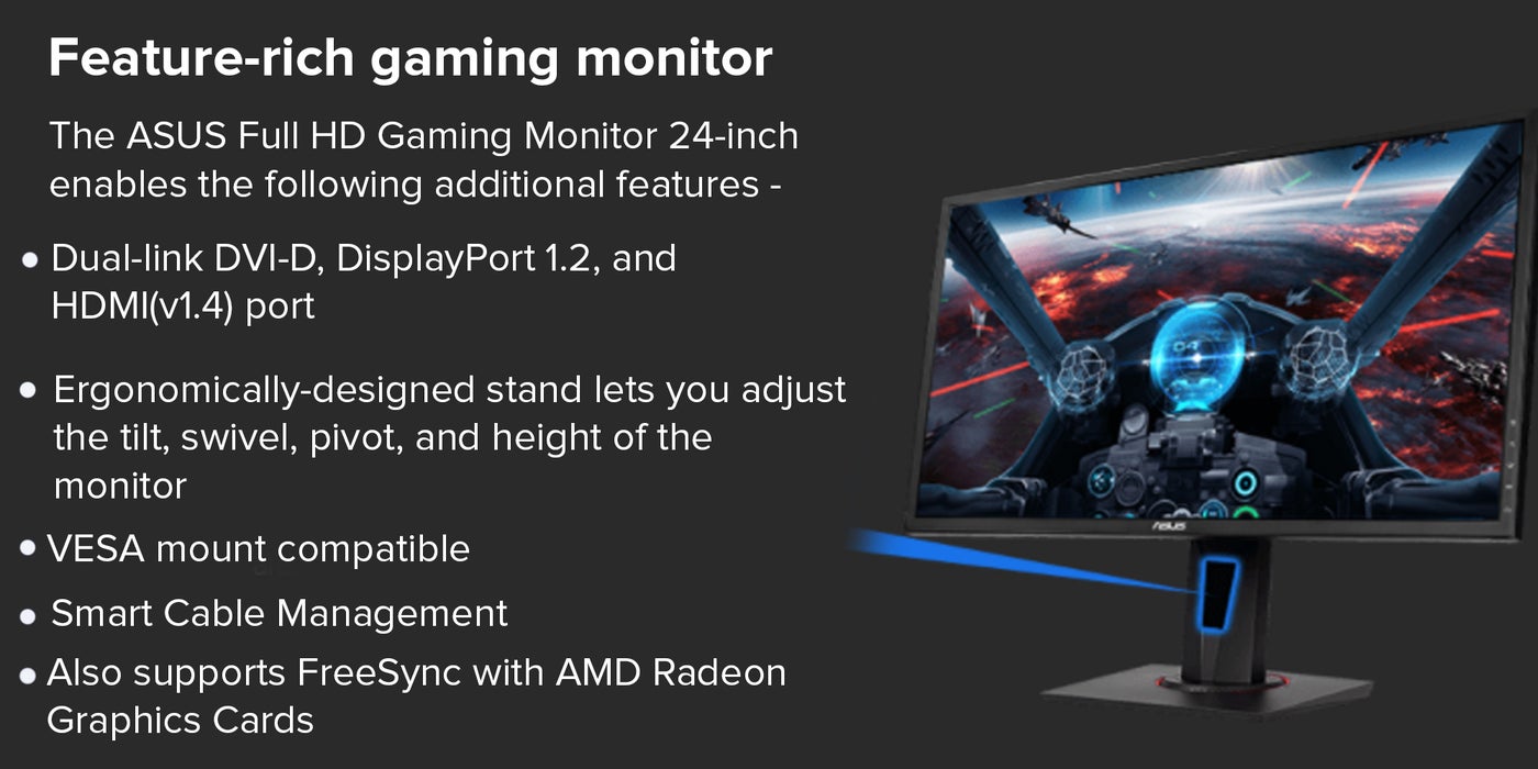 تسوق أسوس وشاشة لألعاب الرياضات الإلكترونية مقاس 24 بوصة بدقة كاملة ...