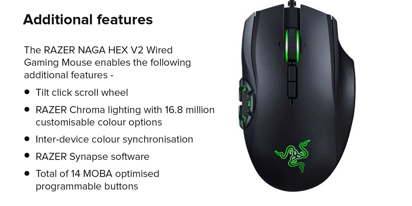 RAZER Naga Hex V2 Wired Gaming Mouse Black UAE | Dubai, Abu Dhabi