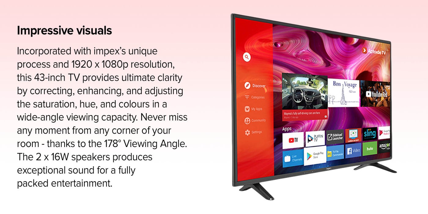 Impex 43-Inch Full HD Smart LED TV GLORIA 43 FHD SMART Black UAE ...