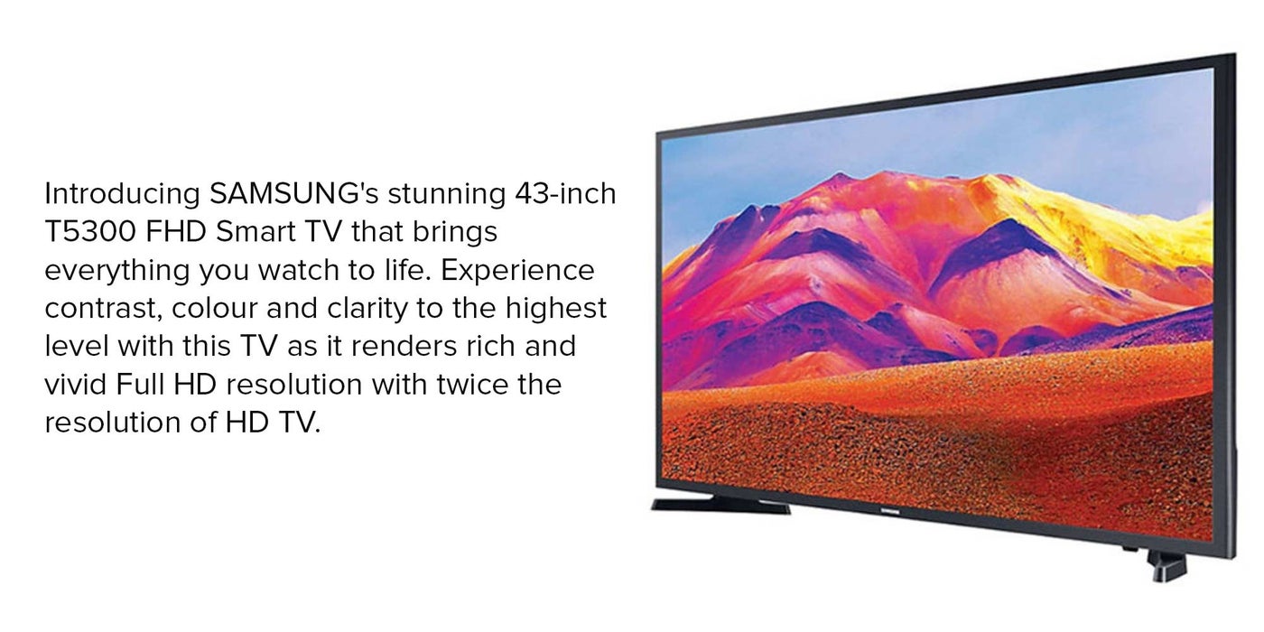 Samsung 43-Inch Full HD Smart TV With Wall Mount UA43T5300 Black Egypt | Cairo, Giza