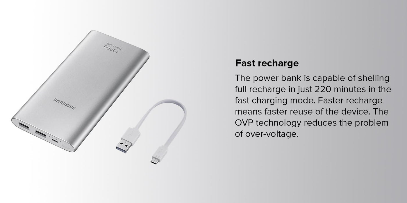 Samsung 10000.0 mAh Fast Charging Qualcomm Power Bank Silver KSA ...