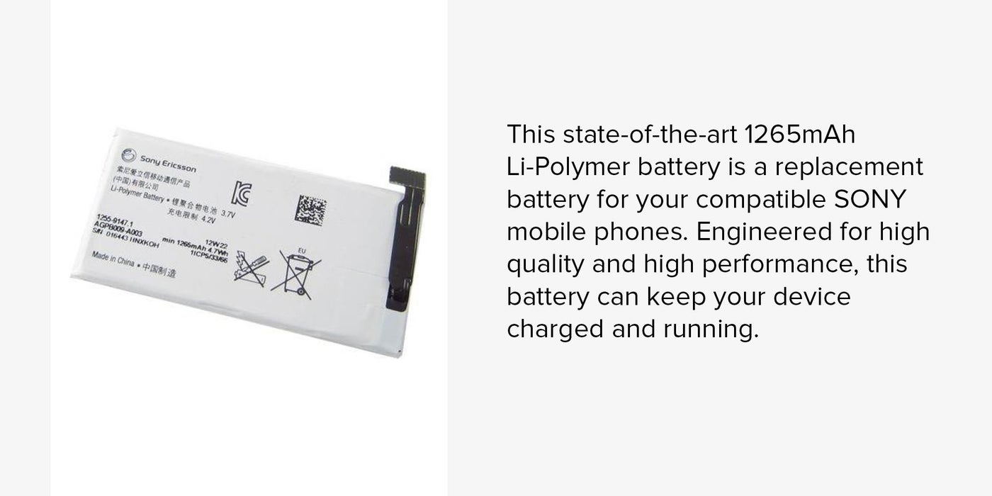 Sony 1265.0 mAh OEM Internal Replacement Battery White UAE | Dubai, Abu ...