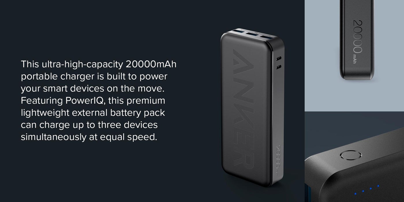 Anker 20000.0 mAh PowerCore Lite Power Bank Black UAE | Dubai, Abu Dhabi
