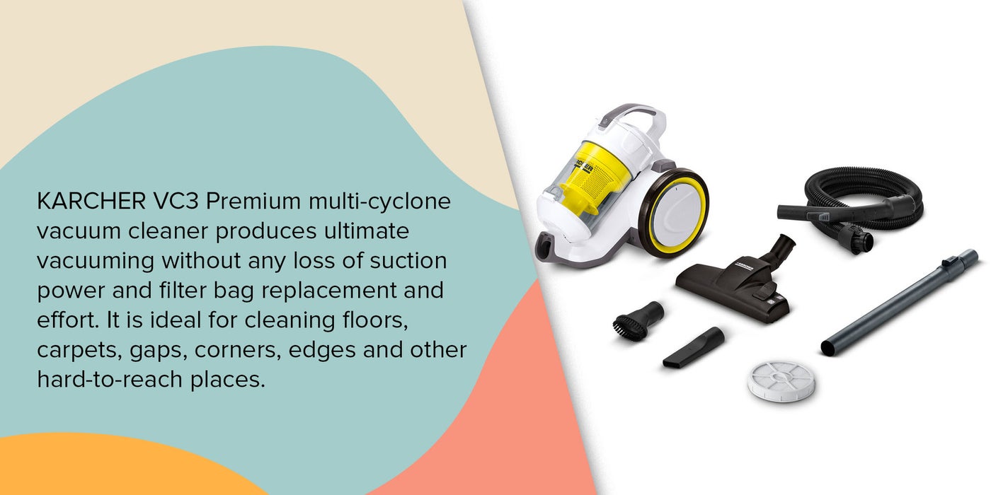 KARCHER Vacuum Cleaner 0.9 L 1100 W VC3 PREMIUM Plus Yellow/Black/White ...