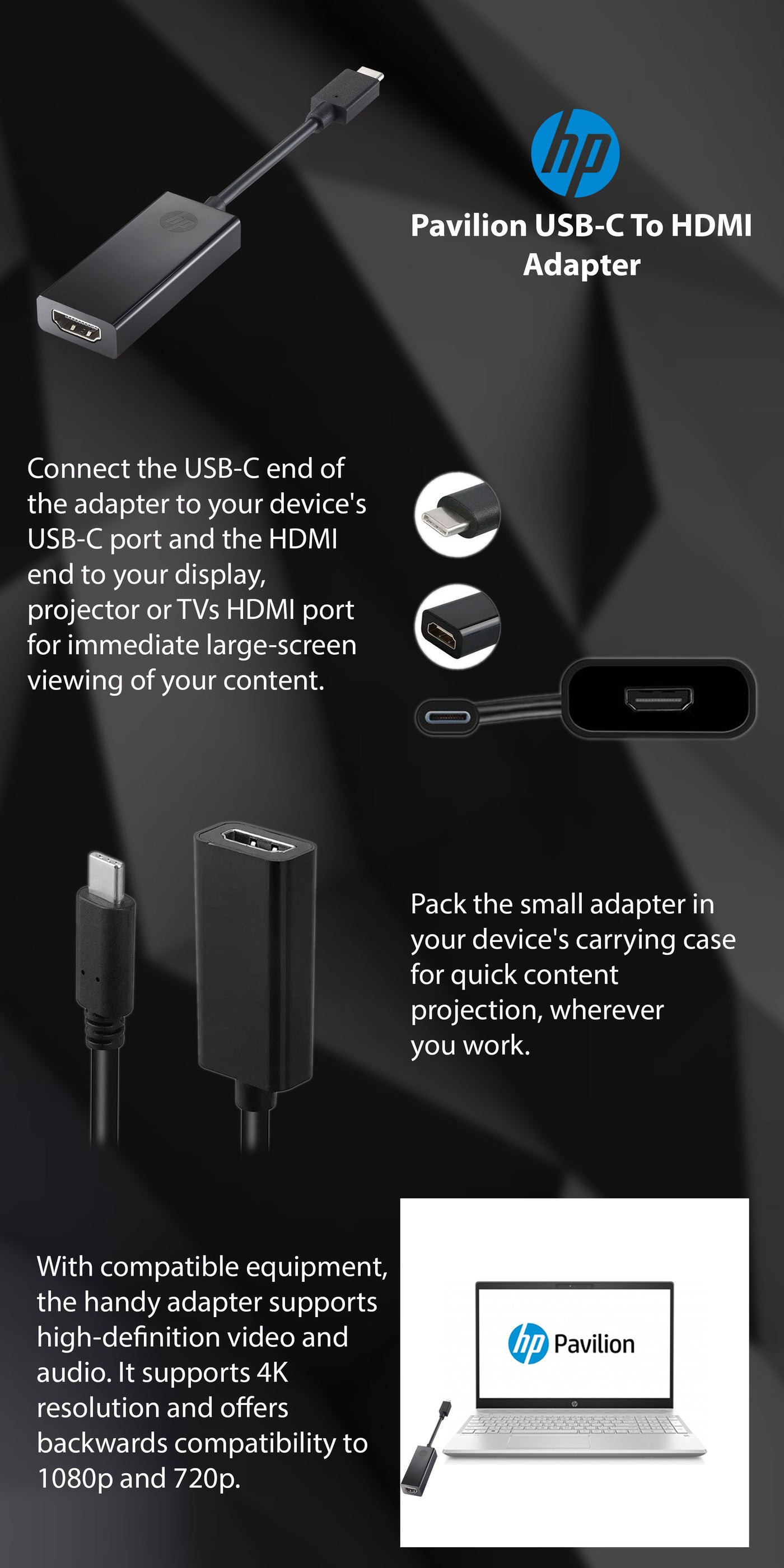 تسوق إتش بي ومحول USB من النوع C إلى HDMI أسود أونلاين في السعودية
