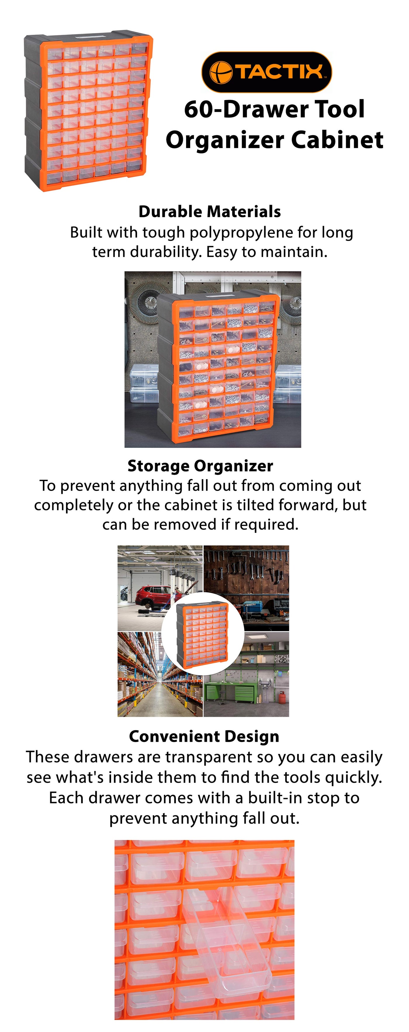Tactix 60-Drawer Tool Organizer Cabinet Black/Clear/Orange KSA | Riyadh ...