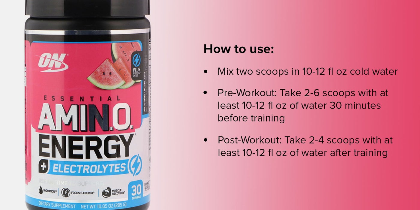 Optimum Nutrition Essential Amino Energy Plus Electrolytes Supplement ...
