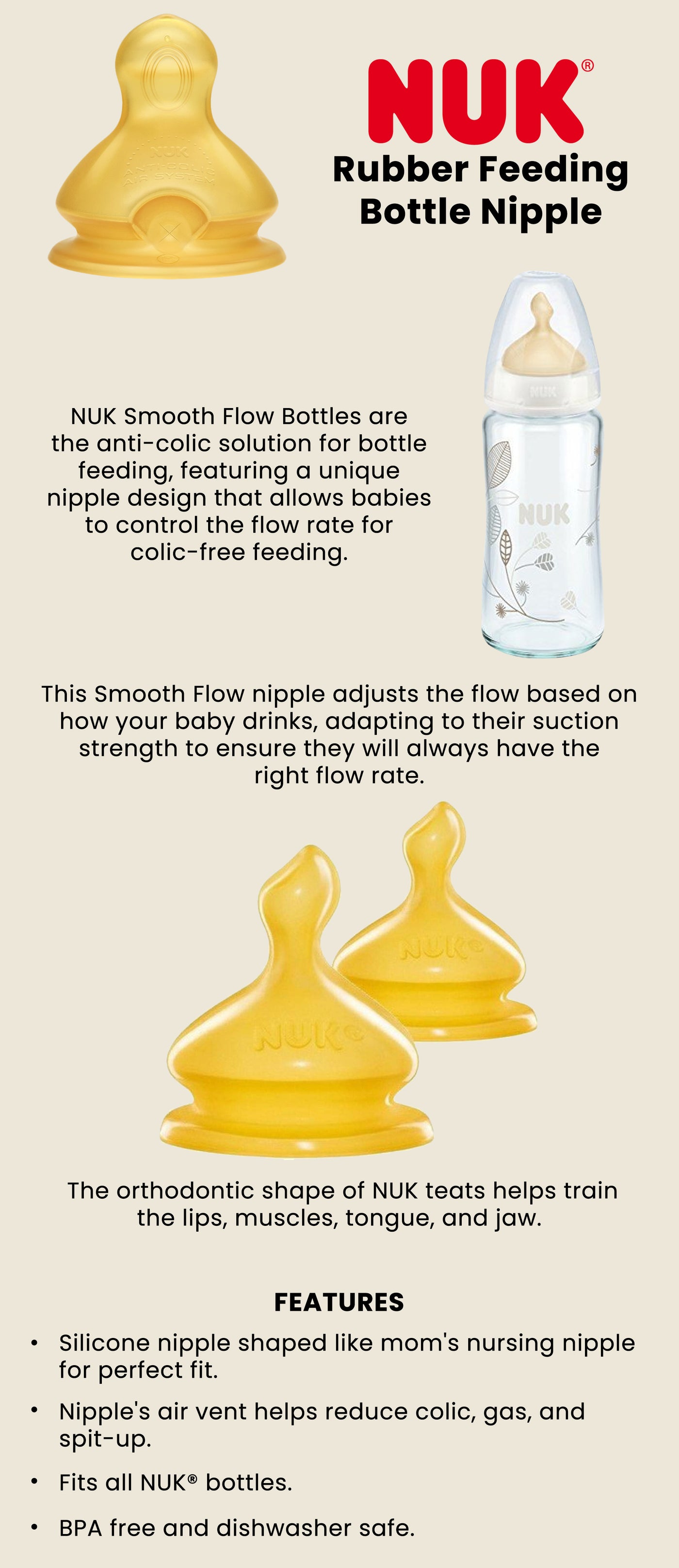 NUK Rubber Feeding Bottle Nipple UAE | Dubai, Abu Dhabi