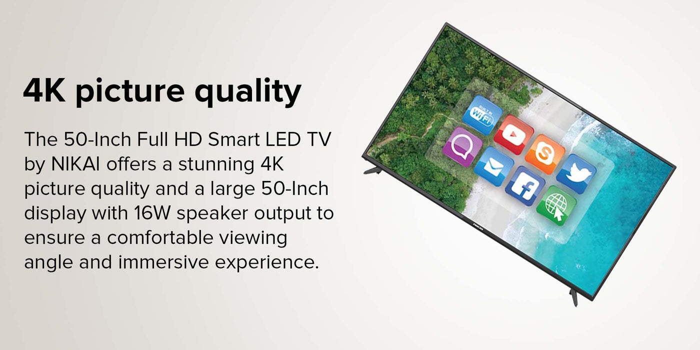 NIKAI 50-Inch Full HD Smart LED TV NTV5000SLEDT Black UAE | Dubai, Abu ...
