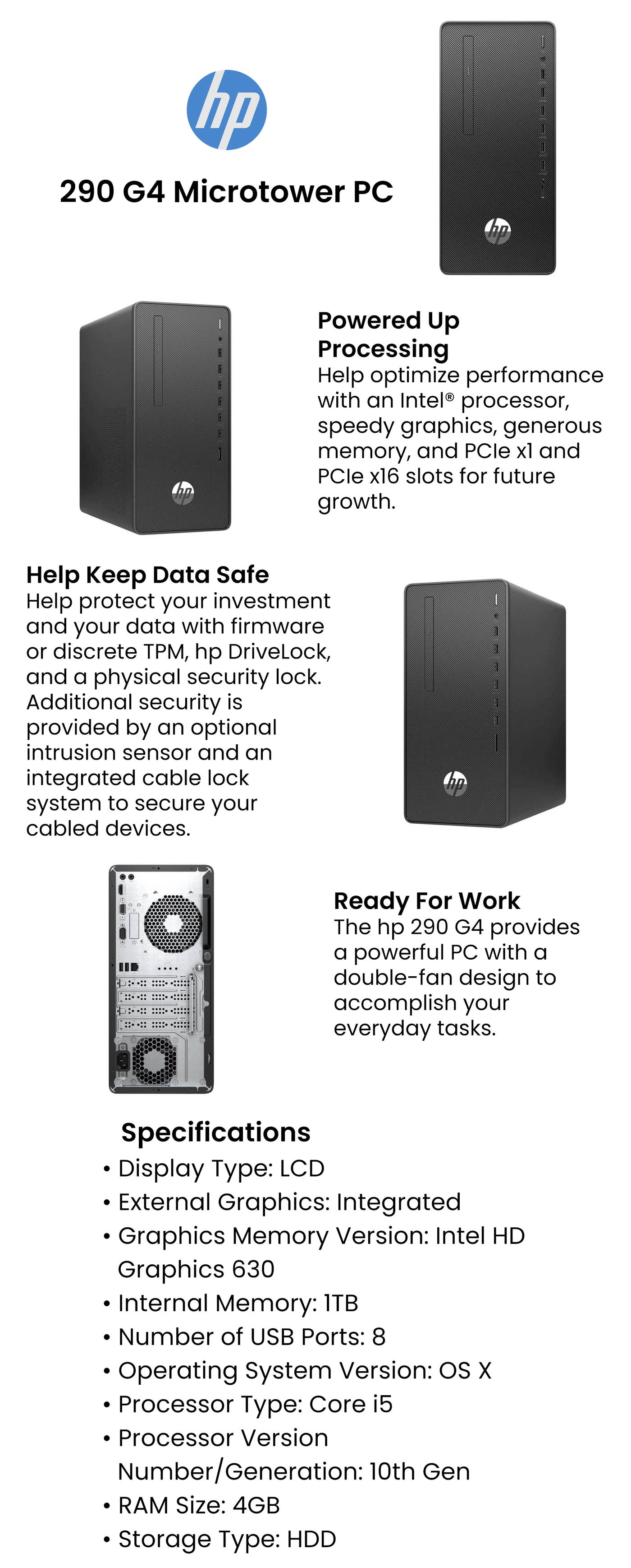 HP 290 G4 Microtower PC With Intel Core i5 Processor/4GB RAM/1TB HDD ...