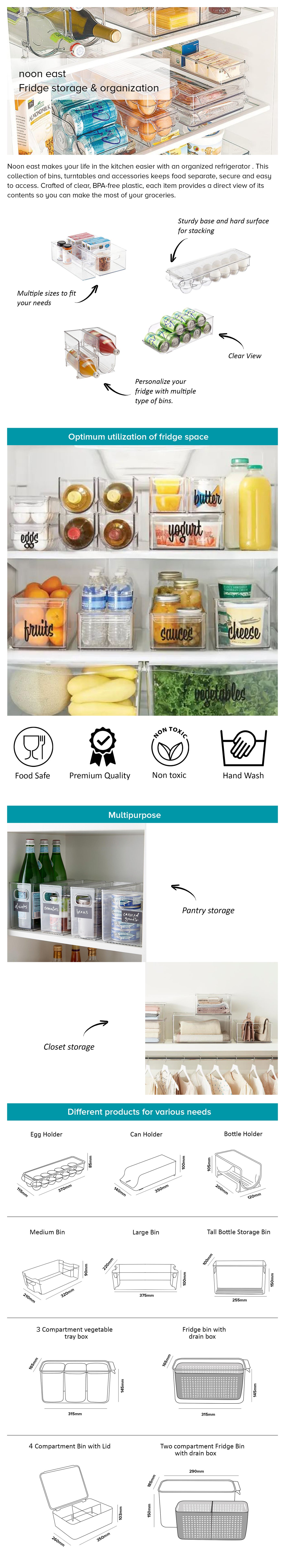 Noon East 6 Piece Fridge Storage Box - Multipurpose - Refrigerator ...