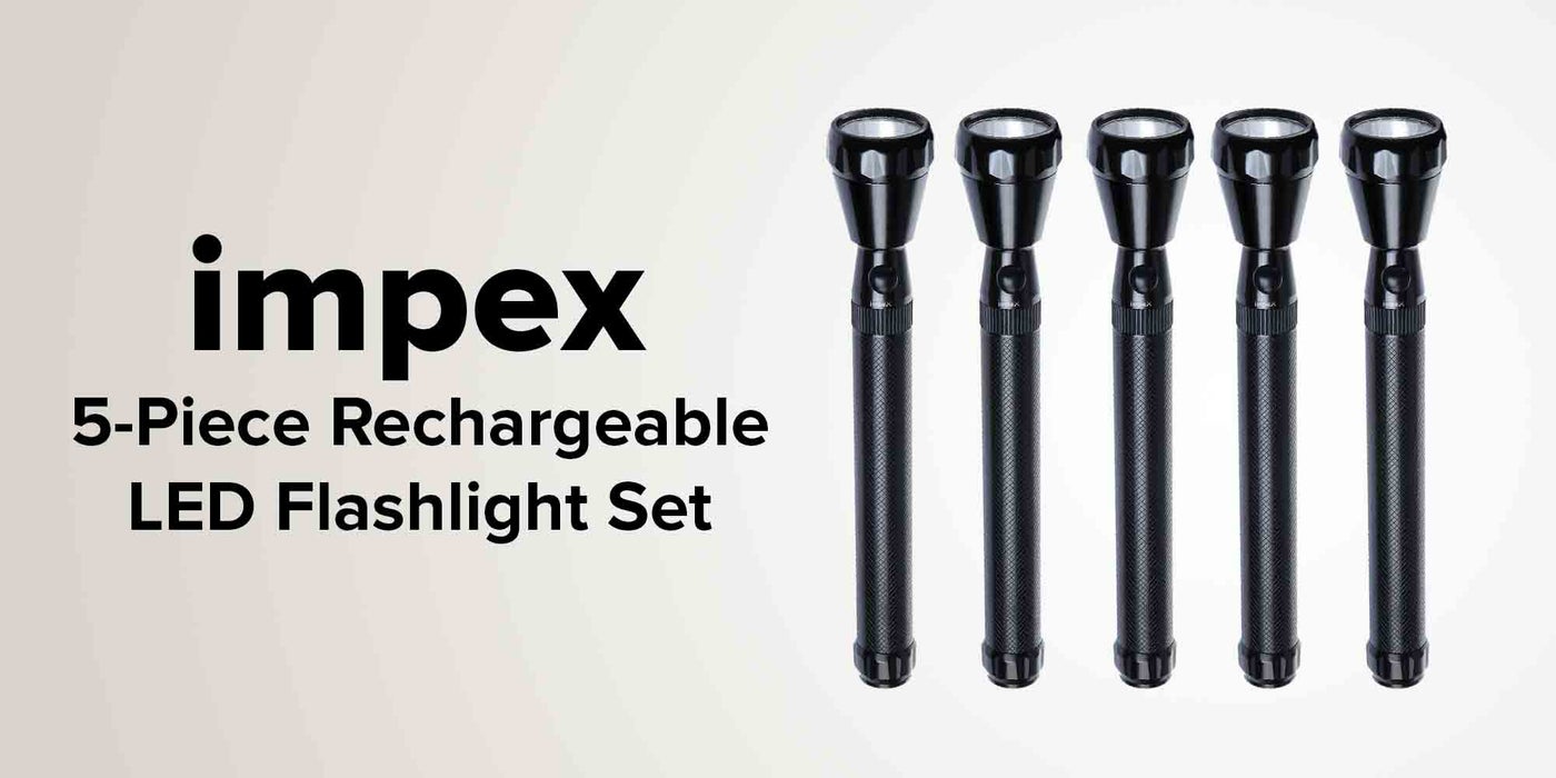 Impex 5-Piece Durable Powerful LED Flashlight Set, Aluminium Body ...