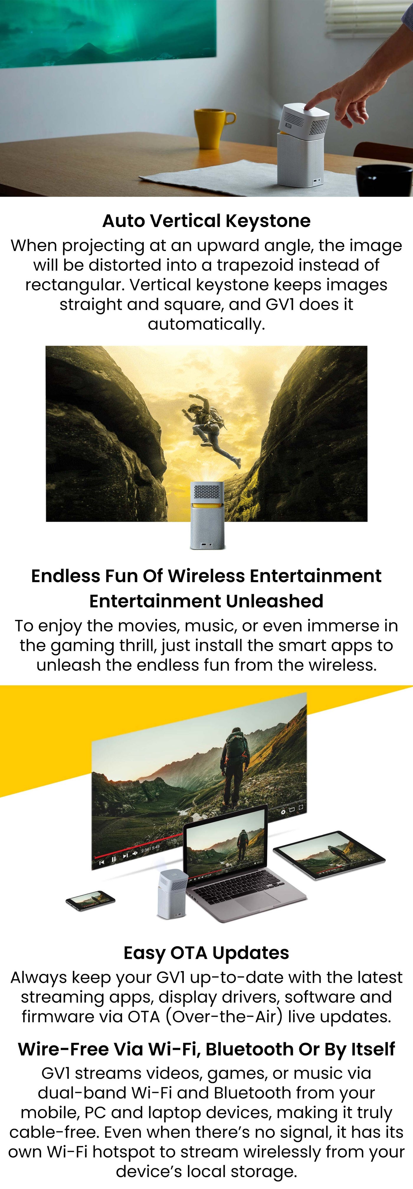 BenQ Portable WVGA DLP 200 Lumens Projector With Projecting Screen GV1 ...