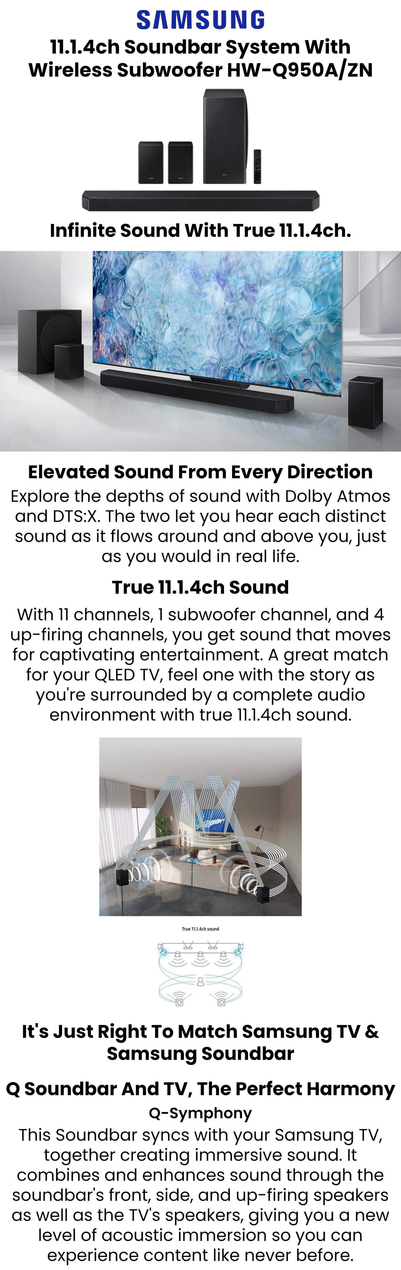 Samsung 11.1.4ch Soundbar System With Wireless Subwoofer HW-Q950A/ZN ...