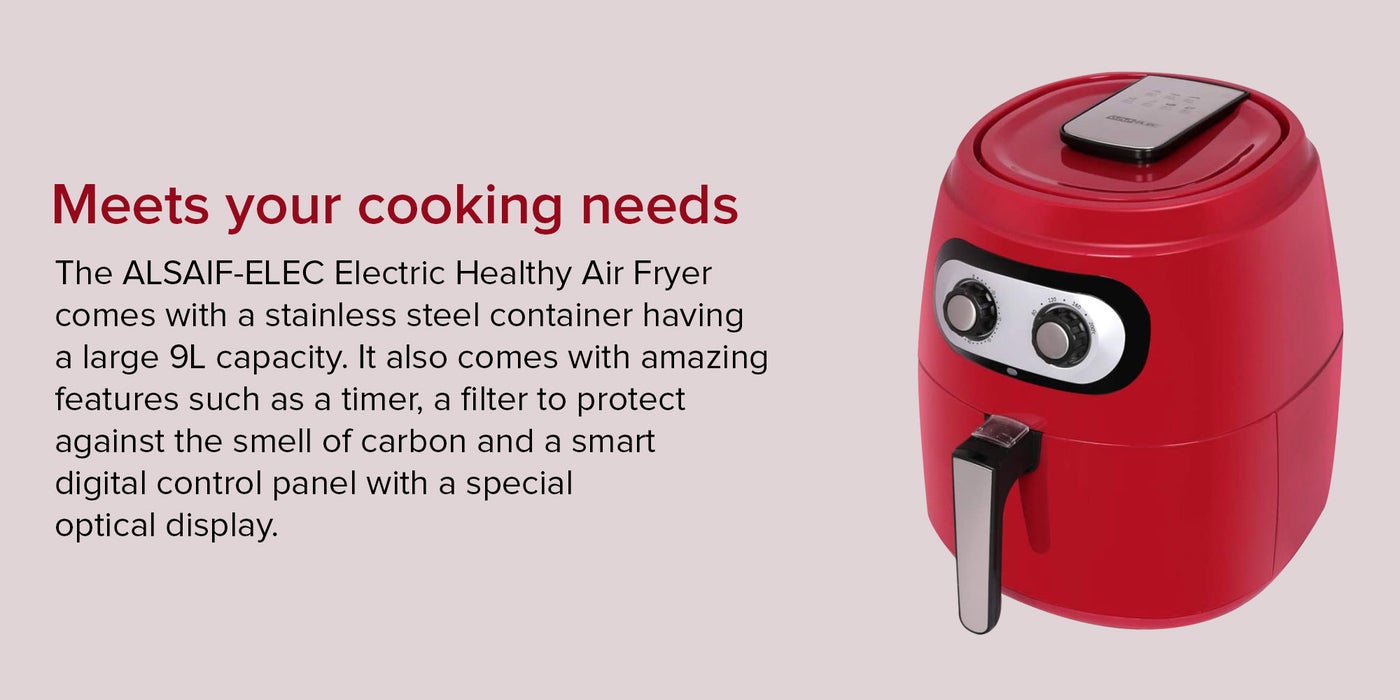 ALSAIF-ELEC Electric Healthy Air Fryer For Fry/Grill/Bake/Roast 9.0 L 1800.0 W AL7302 Red KSA ...