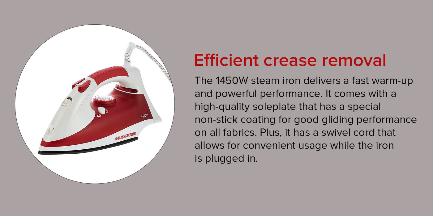 BLACK+DECKER Power Steam Iron With Non-Stick Soleplate And Spray ...