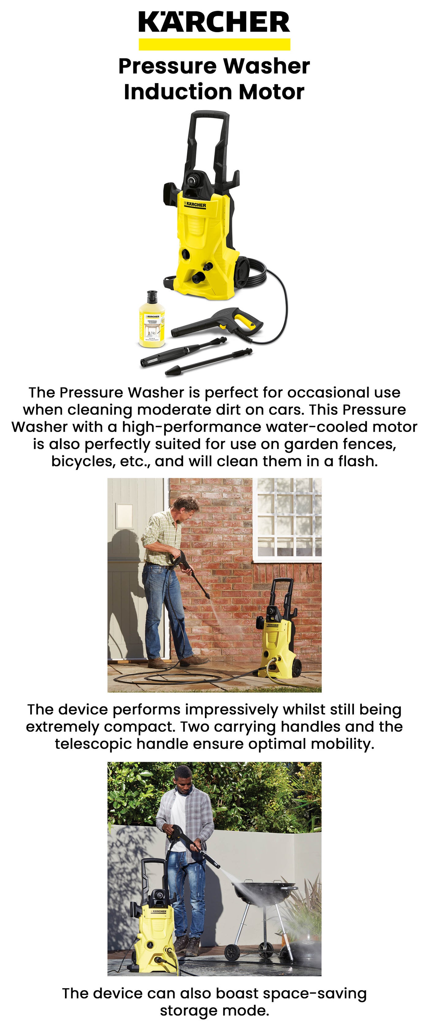 KARCHER Pressure Washer Induction Motor Yellow/Black 15.44kg KSA ...