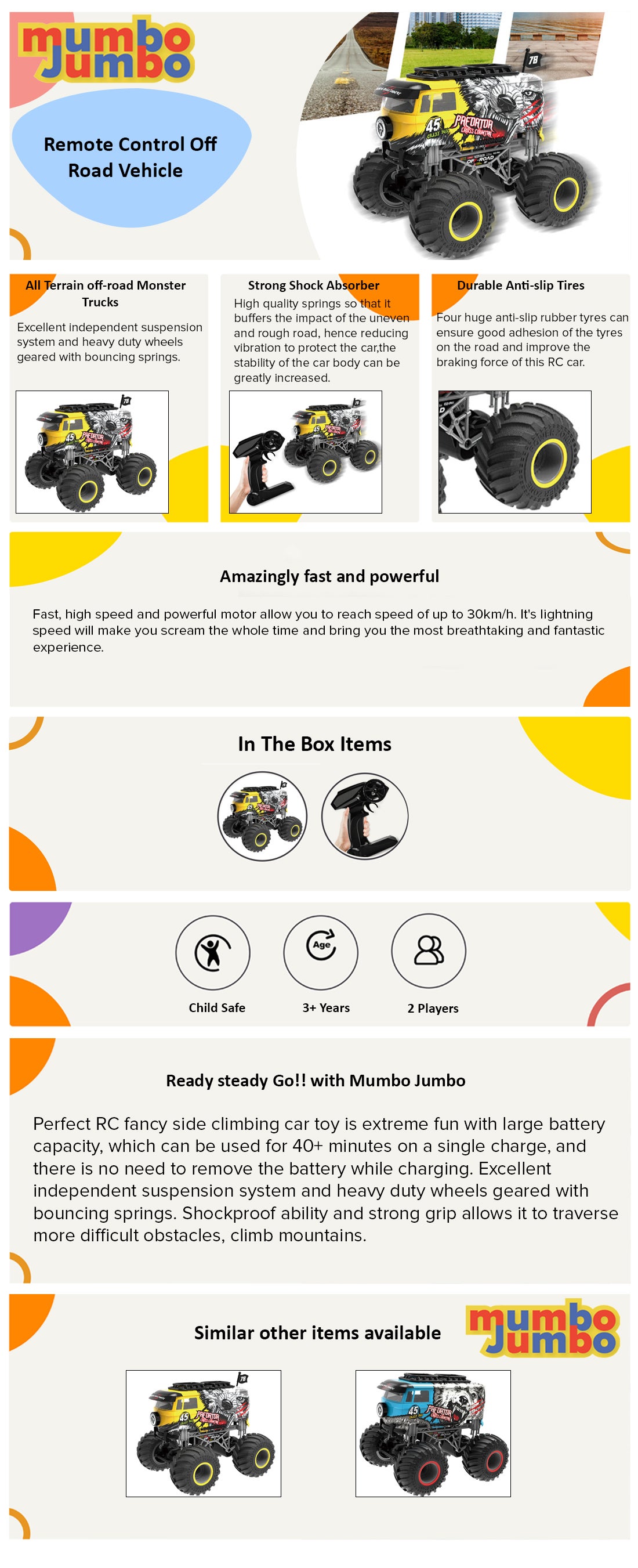mumbo Jumbo 1:16 Remote Control Off-Road Vehicle With Remote For Boys ...