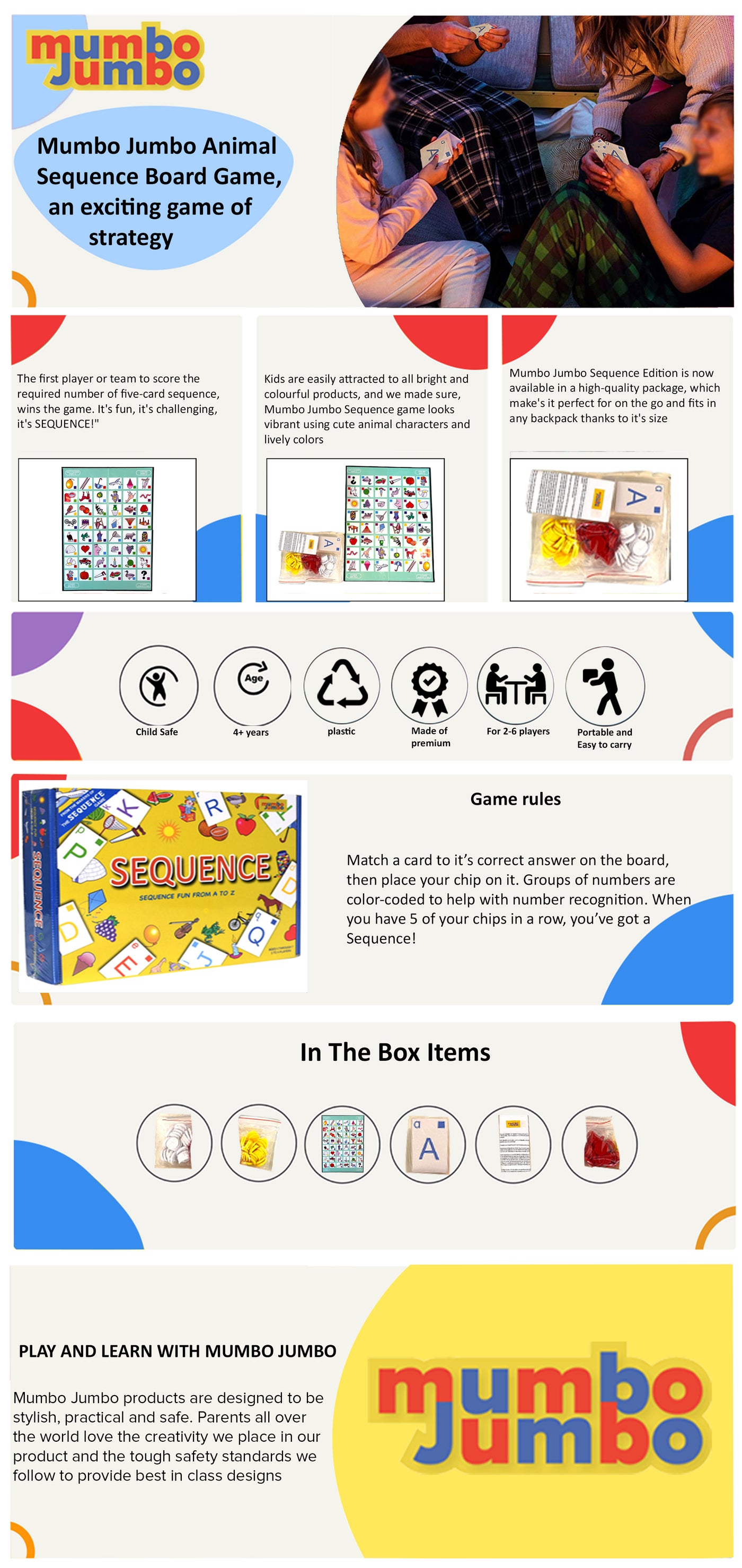 mumbo Jumbo Finest Quality Animal Sequence Card Game, Sequence Fun From ...