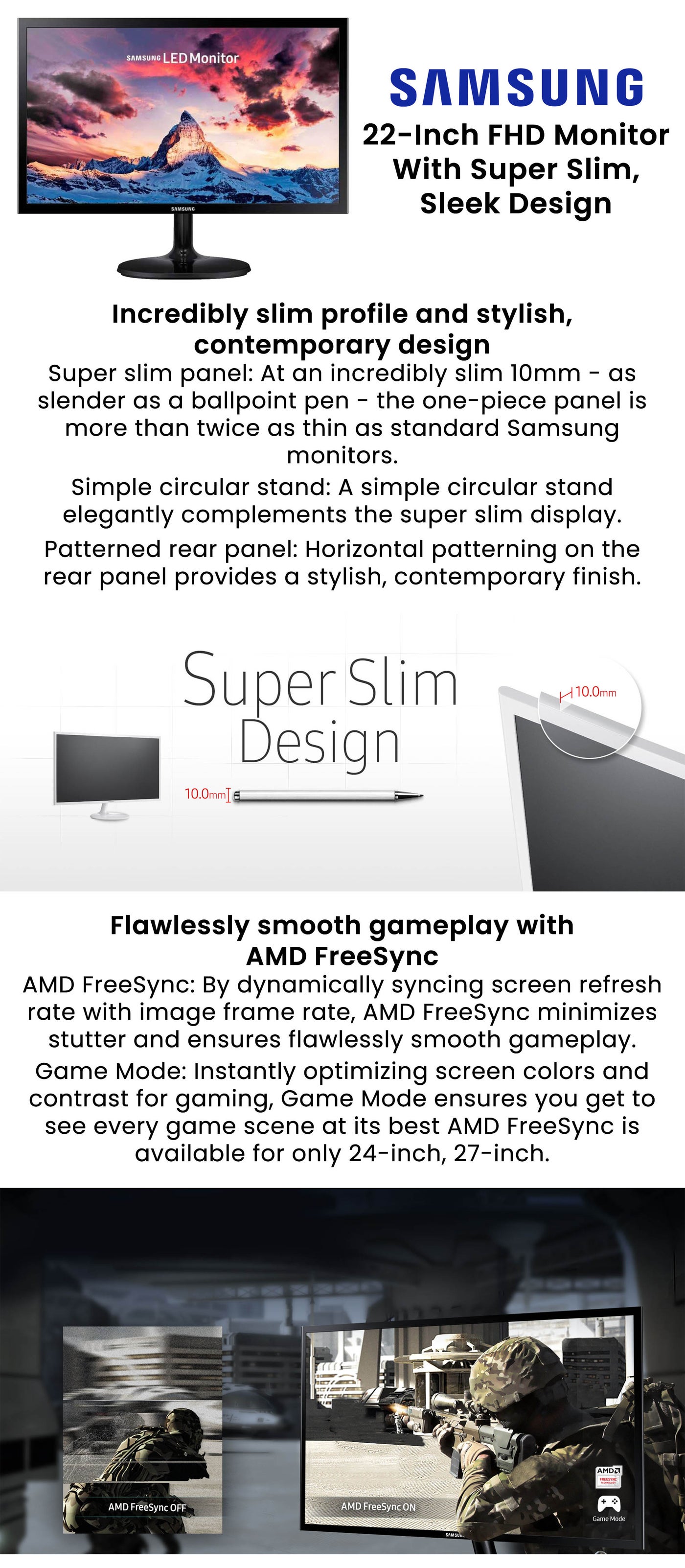 Samsung 22-Inch FHD Monitor with Super slim design black UAE | Dubai ...