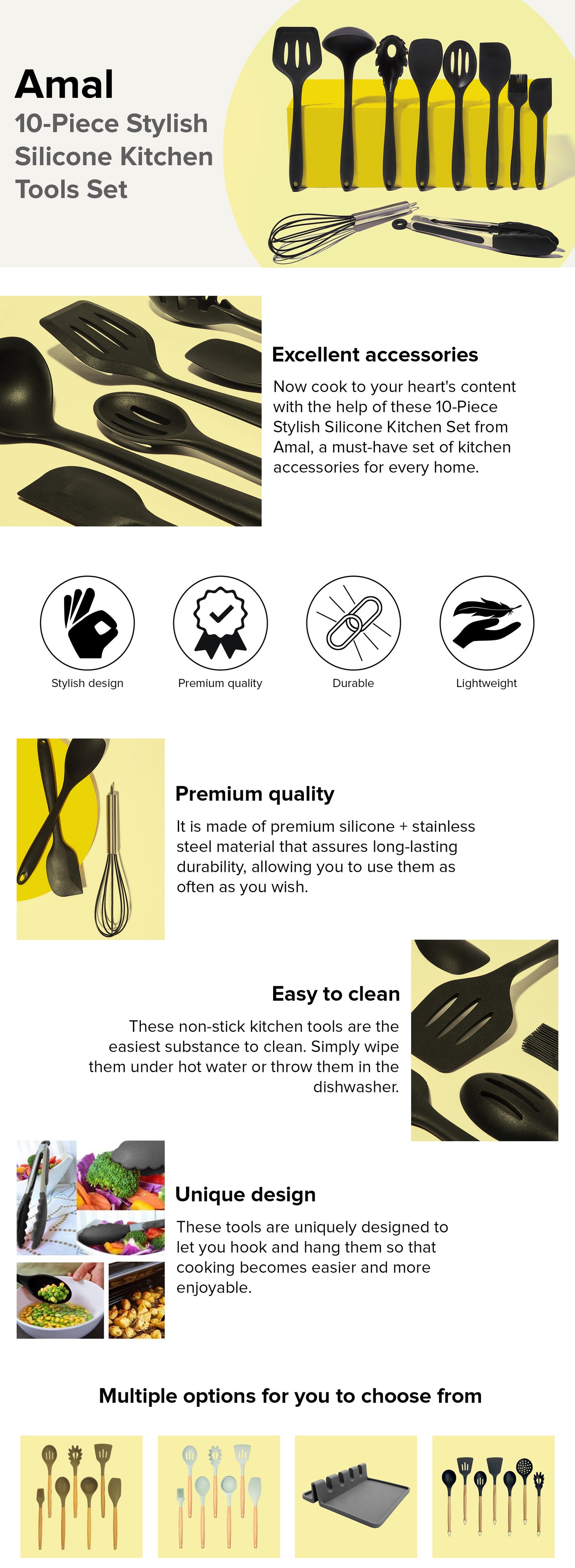 Amal 10 Piece Kitchen Accessories - Made Of Silicone - Stylish Kitchen ...