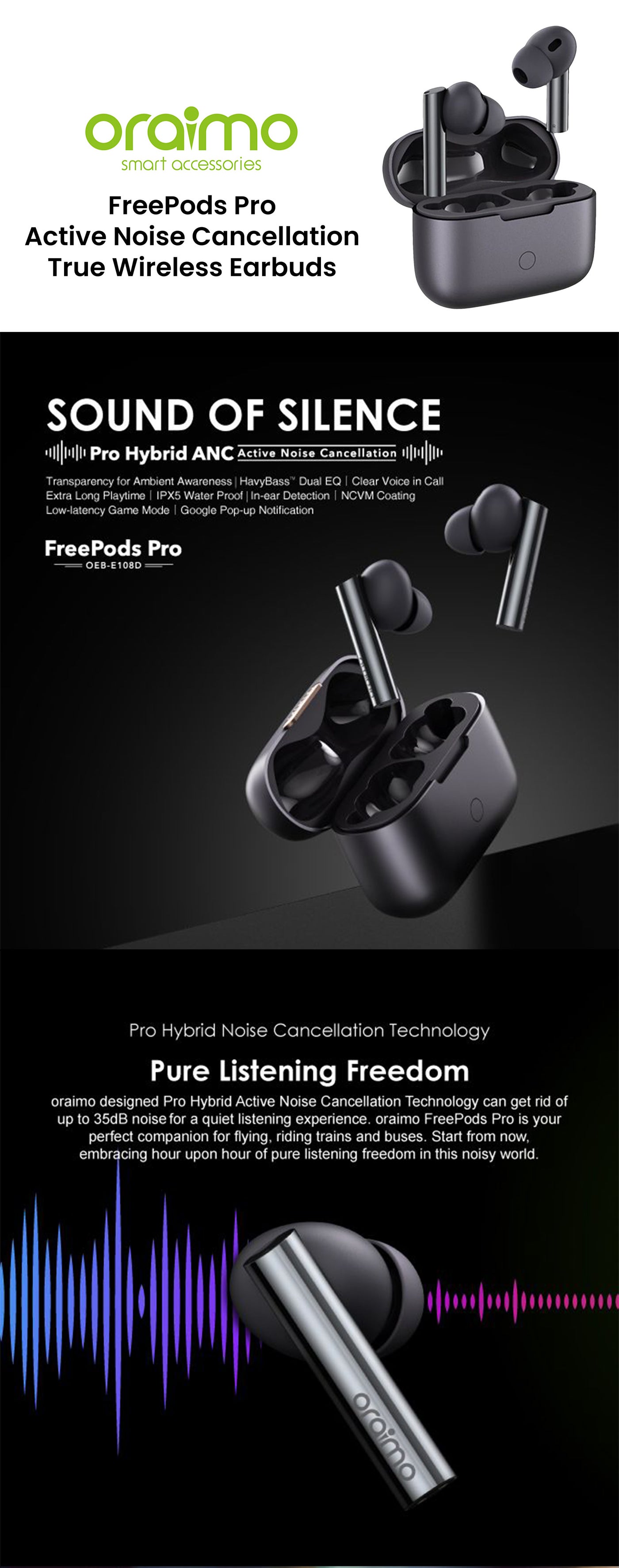 Oraimo FreePods Pro OEB-E108D True Wireless Earbuds Black | atelier ...