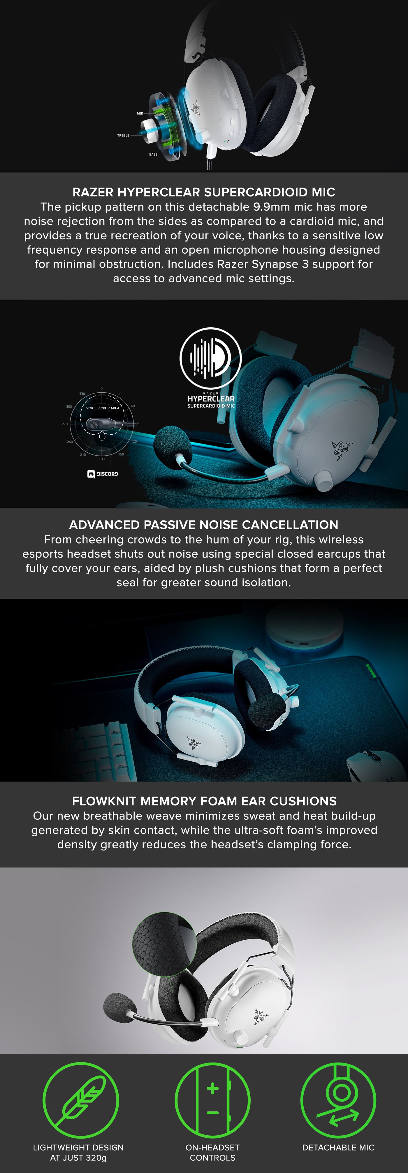 RAZER BlackShark V2 Pro Wireless Gaming Headset: THX 7.1 Spatial Surround Sound - 50mm Drivers ...