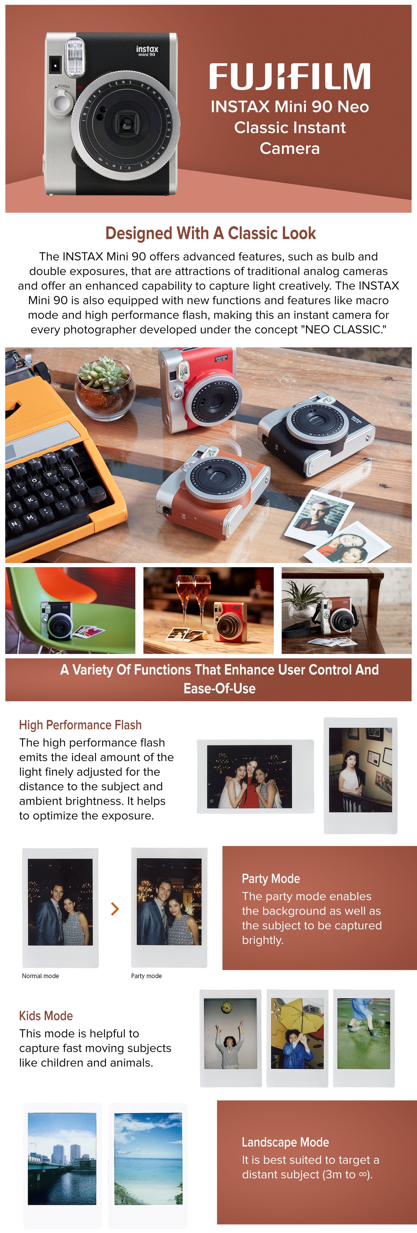 FUJIFILM Instax Mini 90 Neo Classic Instant Camera KSA | Riyadh, Jeddah