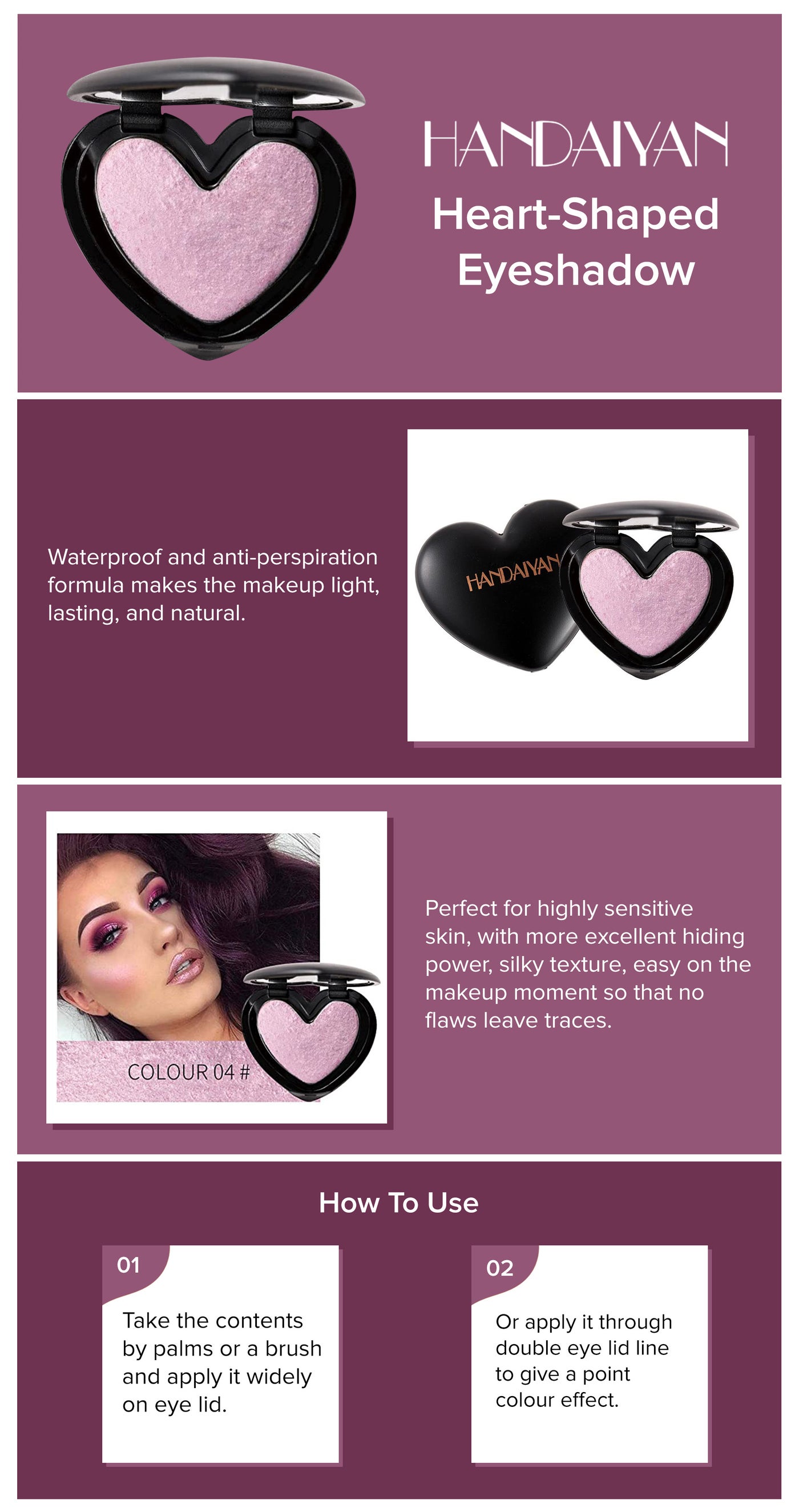 Handaiyan Heart-Shaped Eyeshadow Palette 4 UAE | Dubai, Abu Dhabi