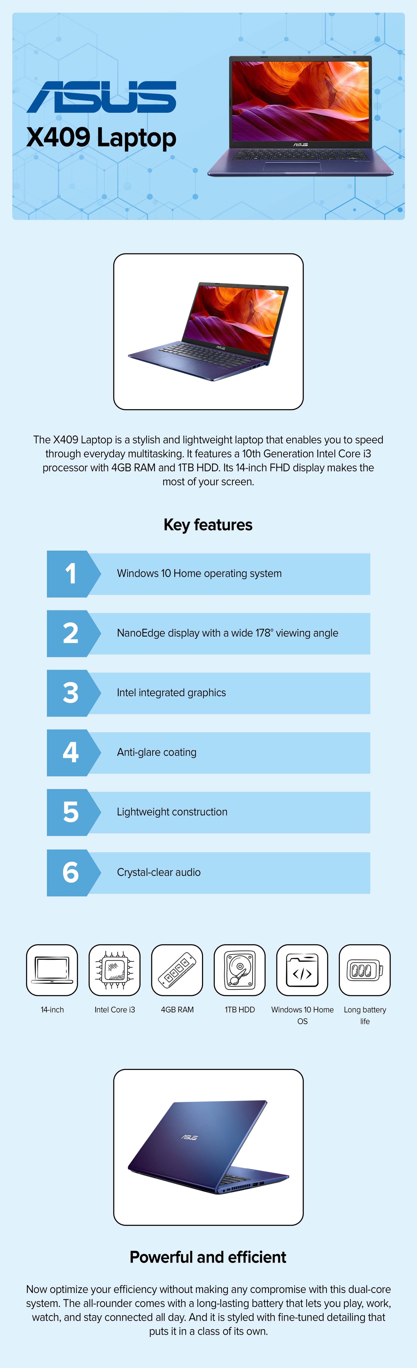 ASUS Laptop X409FA-BG003T with 14-inch FHD Display/Intel Core i3-10110U ...