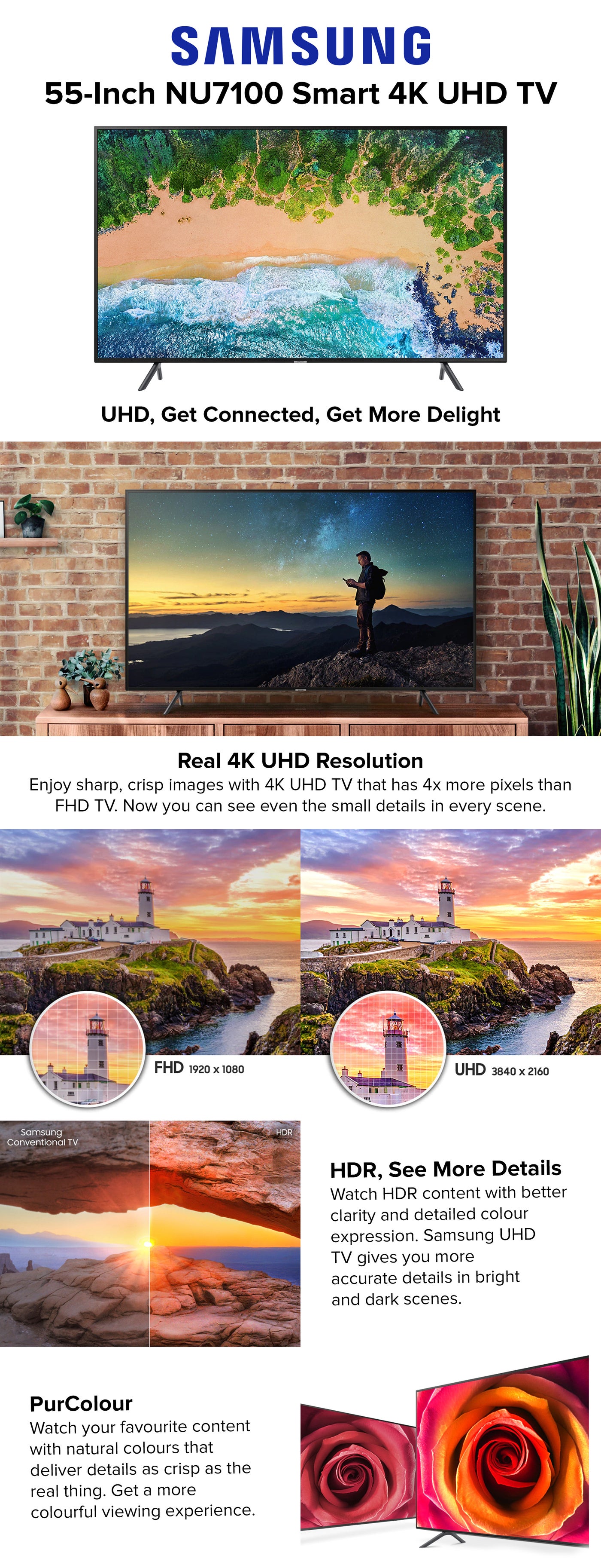 Samsung 55-Inch 4K Ultra HD Smart TV UA55NU7100 Black UAE | Dubai, Abu ...