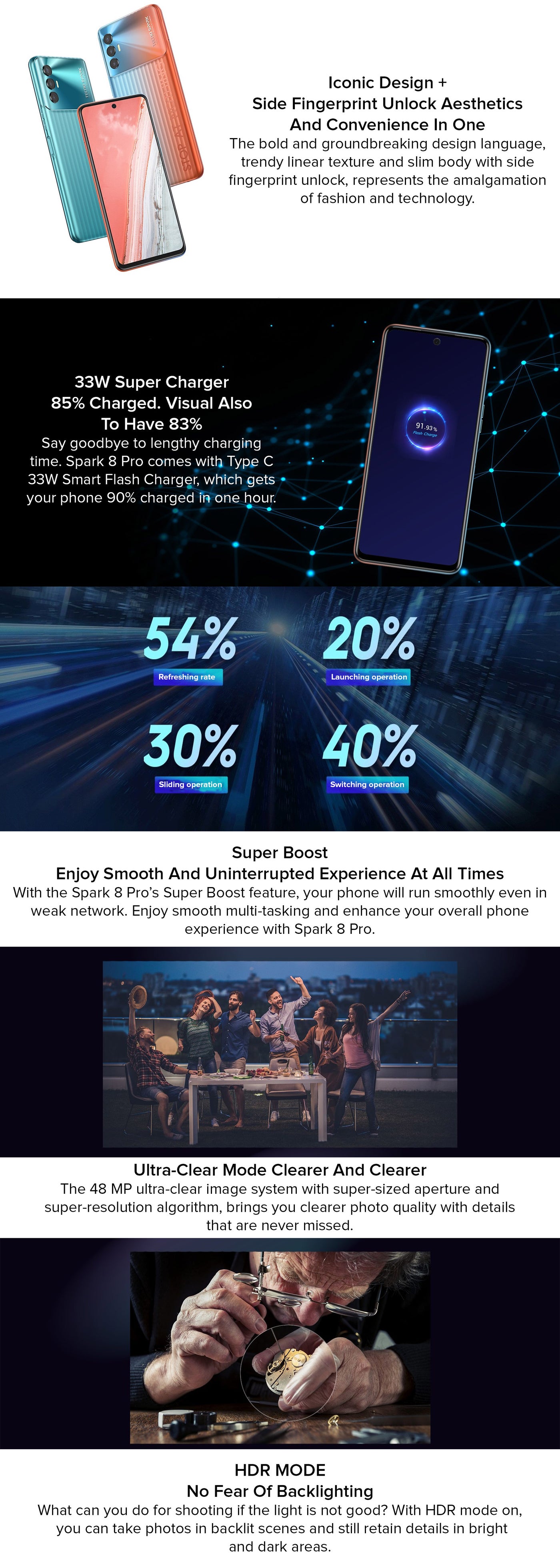 TECNO SPARK 8 Pro Dual SIM Komodo Beach 4GB RAM 128GB 4G - Middle East ...