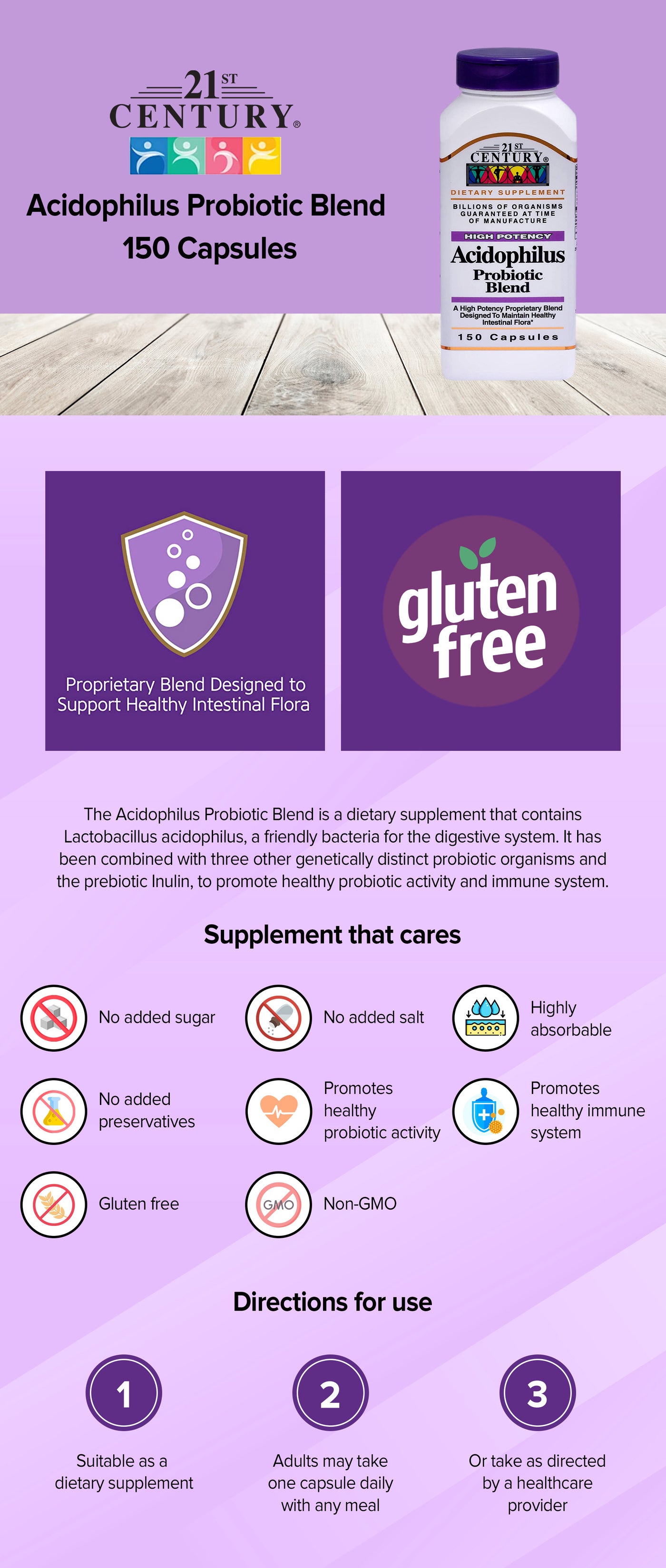 21st CENTURY Acidophilus Probiotic Blend - 150 Capsules UAE | Dubai ...