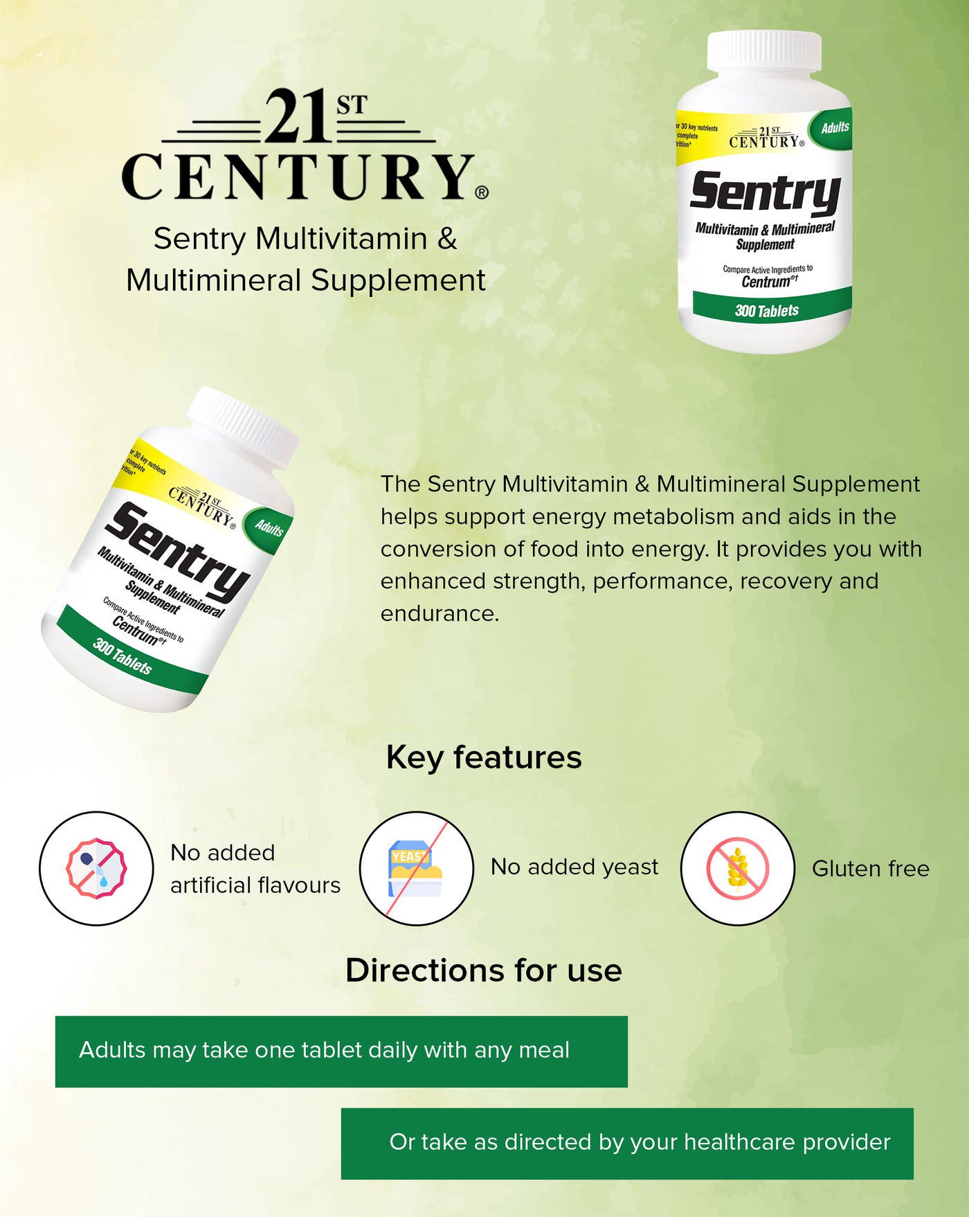 21st CENTURY Sentry Multivitamin Multimineral Supplement - 300 Tablets ...