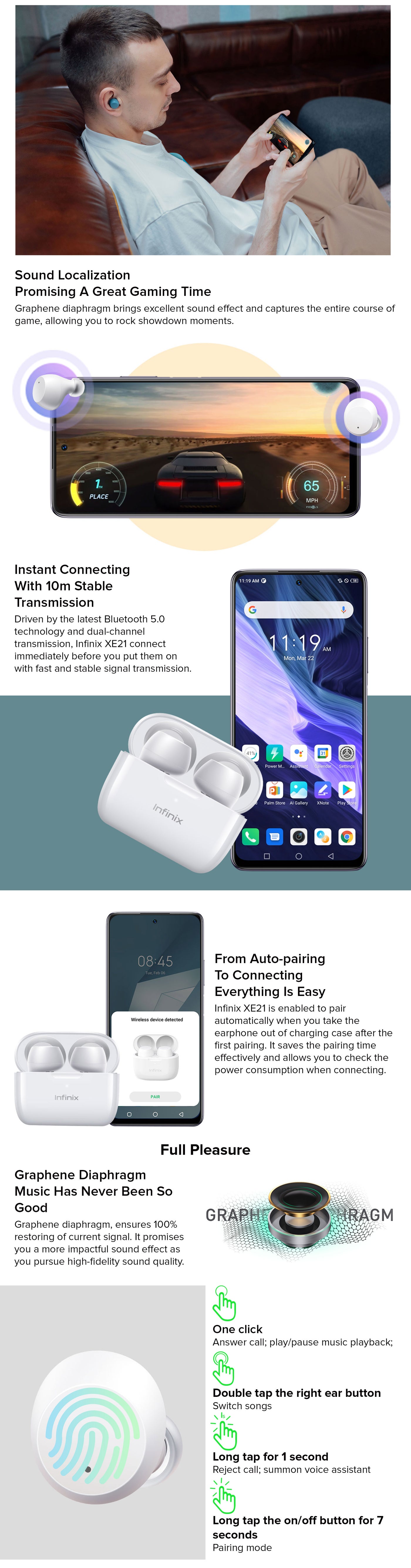 Infinix True Wireless EarBuds XE21 White Egypt | Cairo, Giza