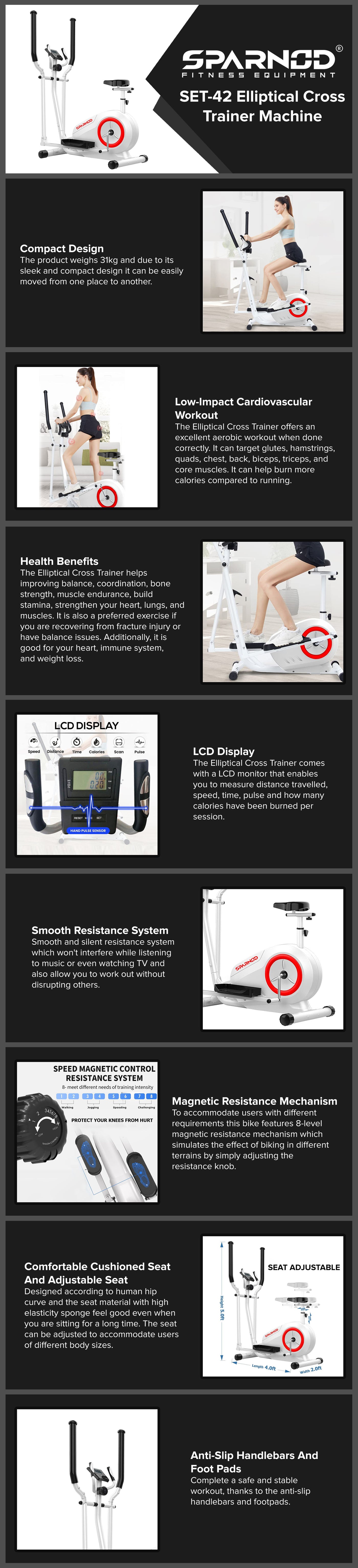 Sparnod Fitness SET-42 Elliptical Cross Trainer Machine for Home Gym ...