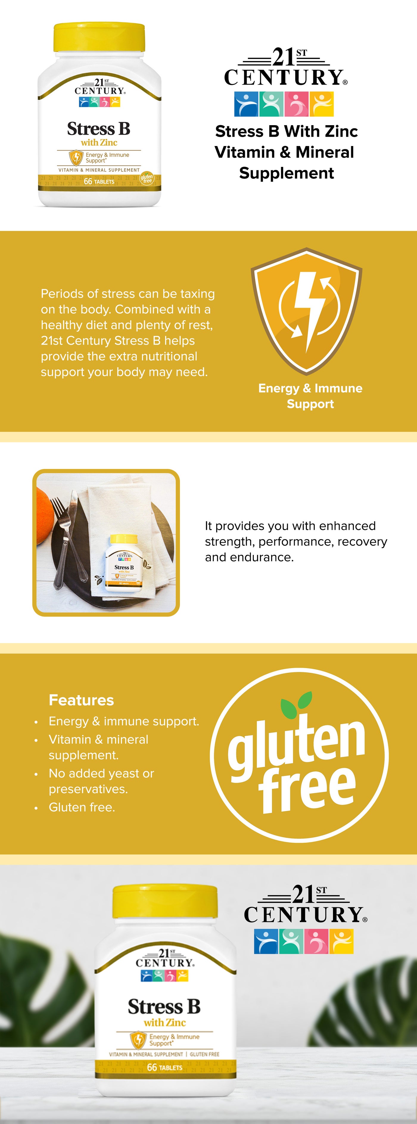 21st CENTURY Stress B With Zinc - 66 Tablets UAE | Dubai, Abu Dhabi