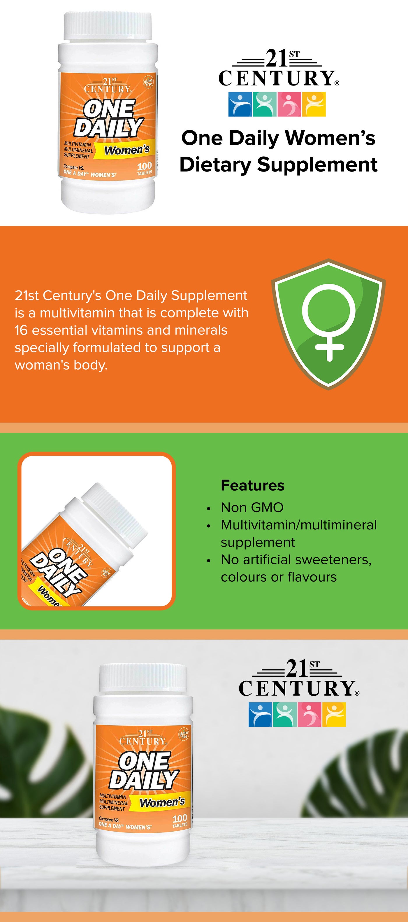 21st CENTURY One Daily Multivitamin Multi Mineral Supplement - 100 ...